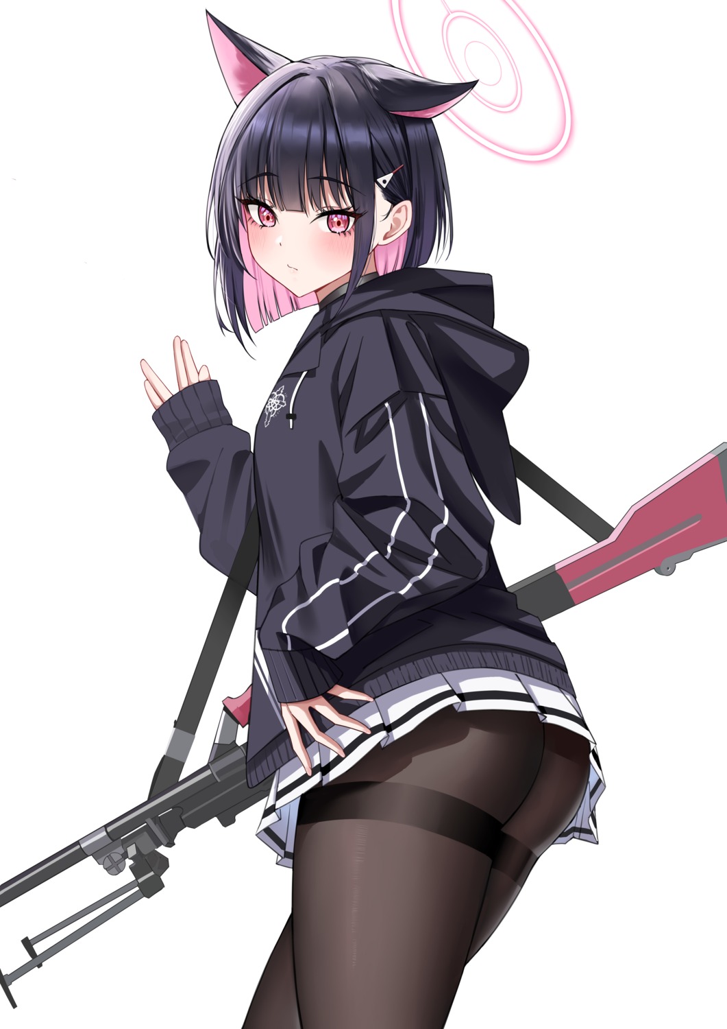 kirin3145 blue archive kyouyama kazusa angel animal ears ass gun nekomimi pantyhose seifuku ...